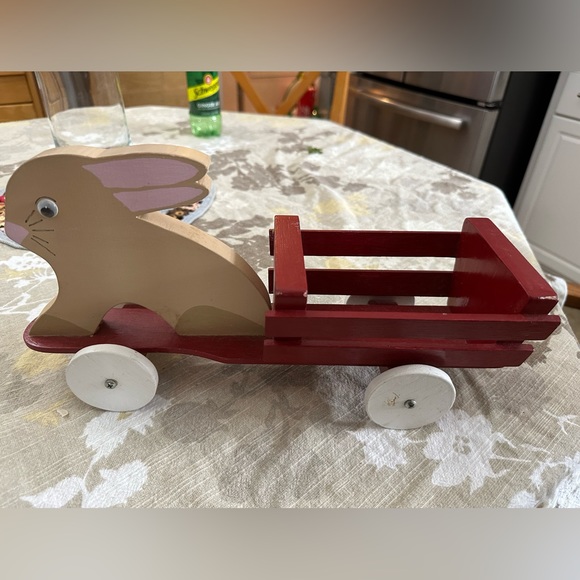 Holiday | Vintage Wooden Bunny Pulling Cart Toy Folk Art 195s | Poshmark